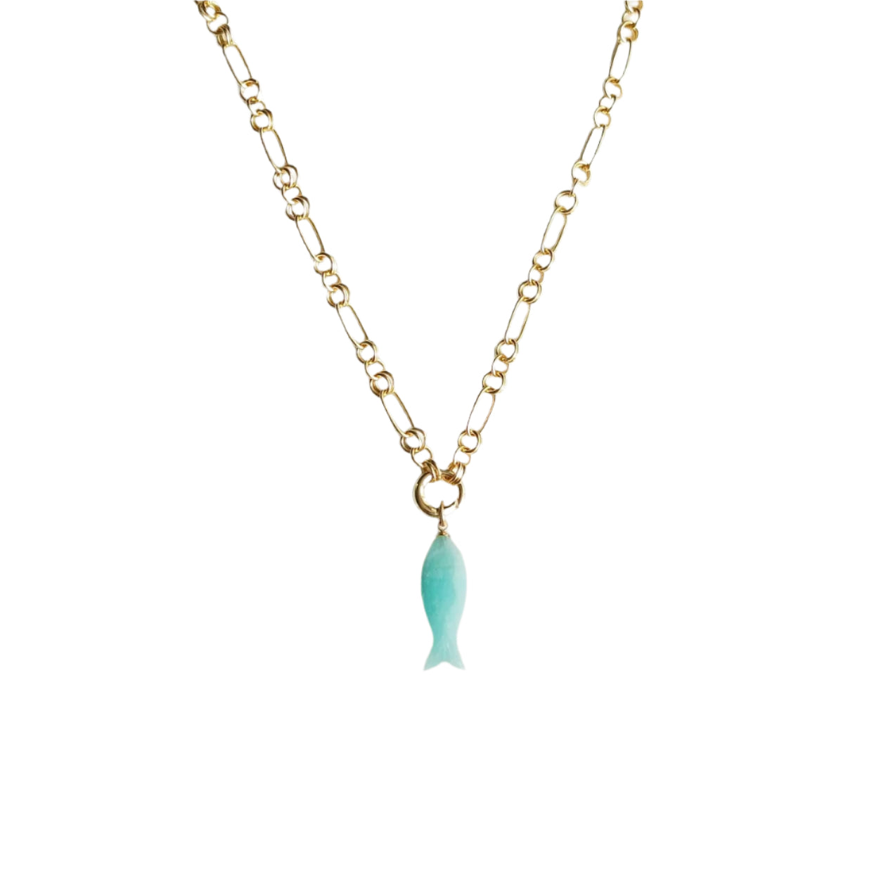 Chrysoprase Stone Fish Necklace